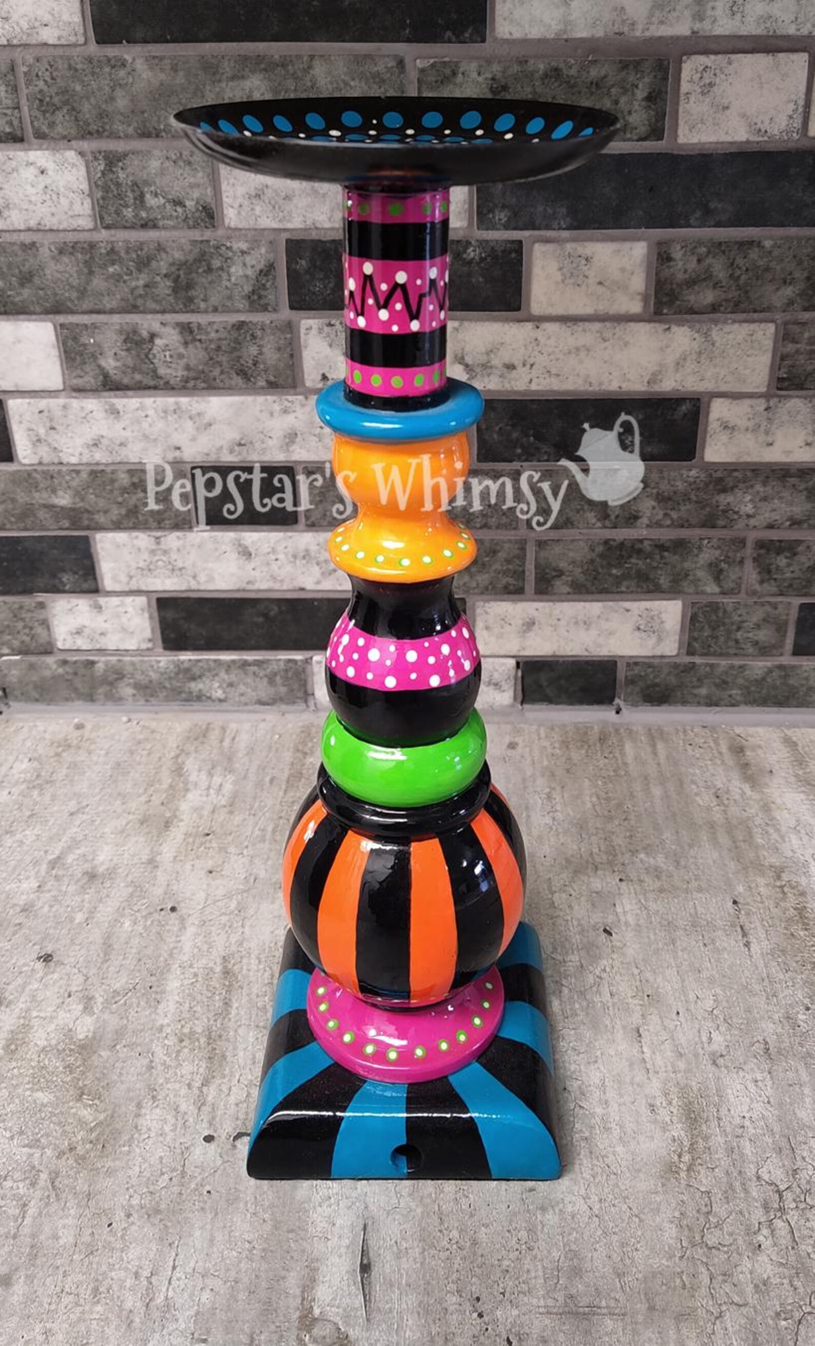 Bright Whimsical Colorful Hand Painted Upcycled Candlestick - Etsy