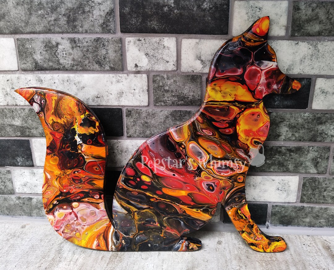 Resin Coated Fluid Art Fox Wall Hanging - Etsy