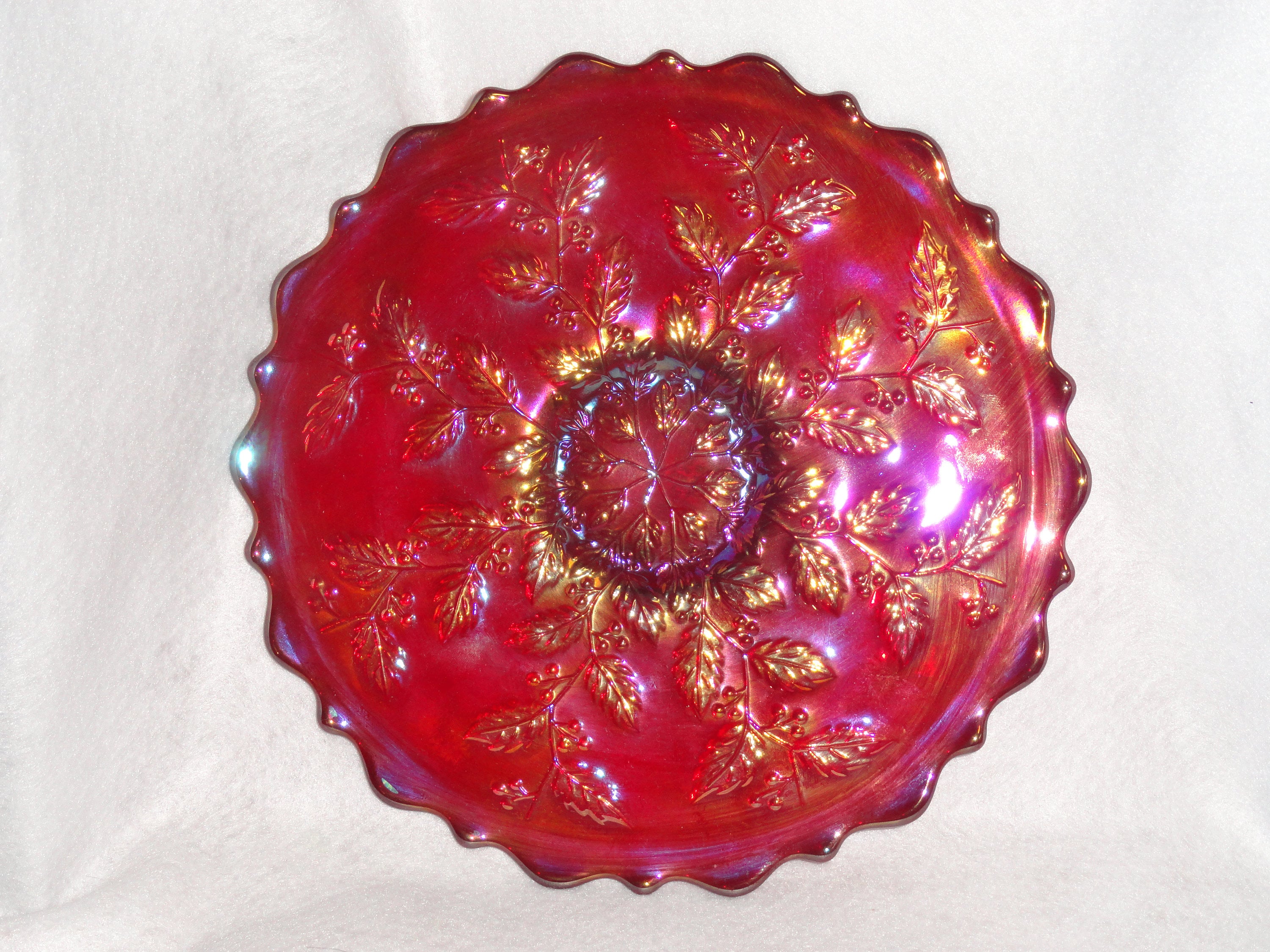 Fenton Holly Ruby Carnival Glass Limited Edition Plate Frank | Etsy