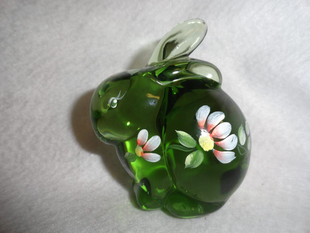 Fenton Hand Painted Art Glass Bunny Rabbit Figurine - Etsy
