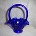 Fenton Cobalt Blue Lamb's Tongue Art Glass Basket - Etsy