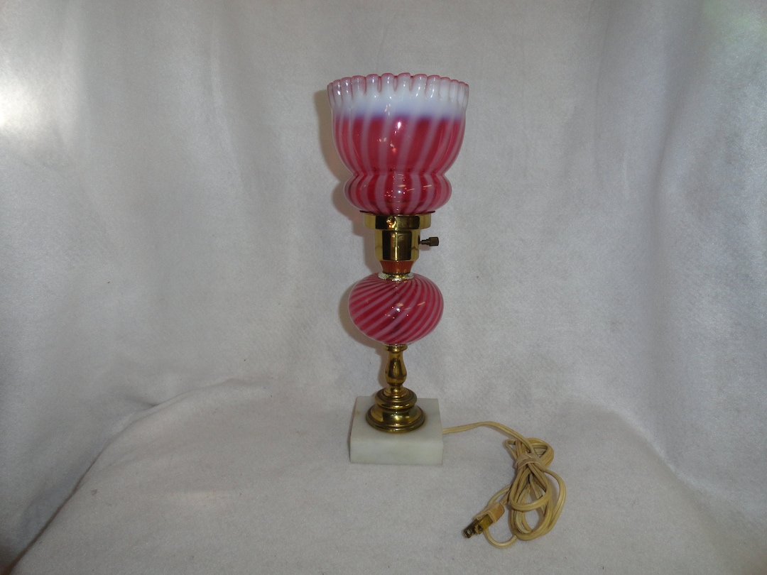 Very Rare Vintage Fenton Cranberry Opalescent Spiral Optic Lamp - Etsy