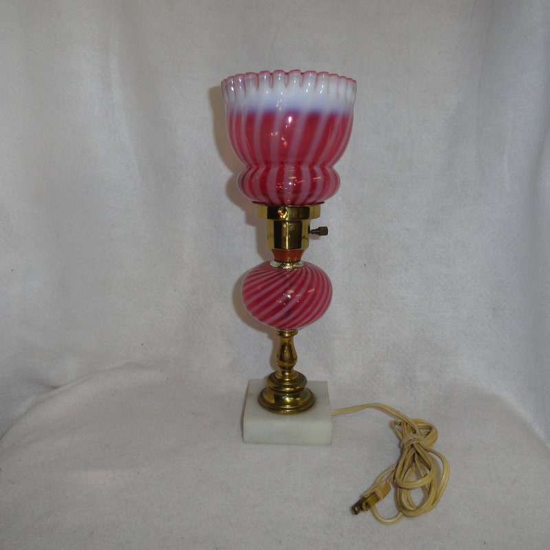 Cranberry Glass Lamp - Etsy