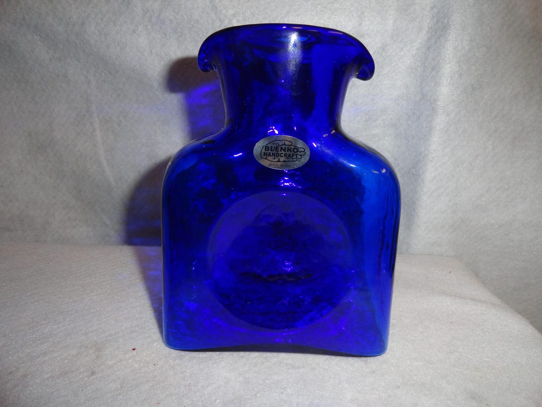 Blenko Cobalt Blue Mini 384 Water Bottle - New - Etsy