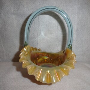 Fenton Aqua Opalescent Marigold Carnival Glass Inverted Strawberry ...