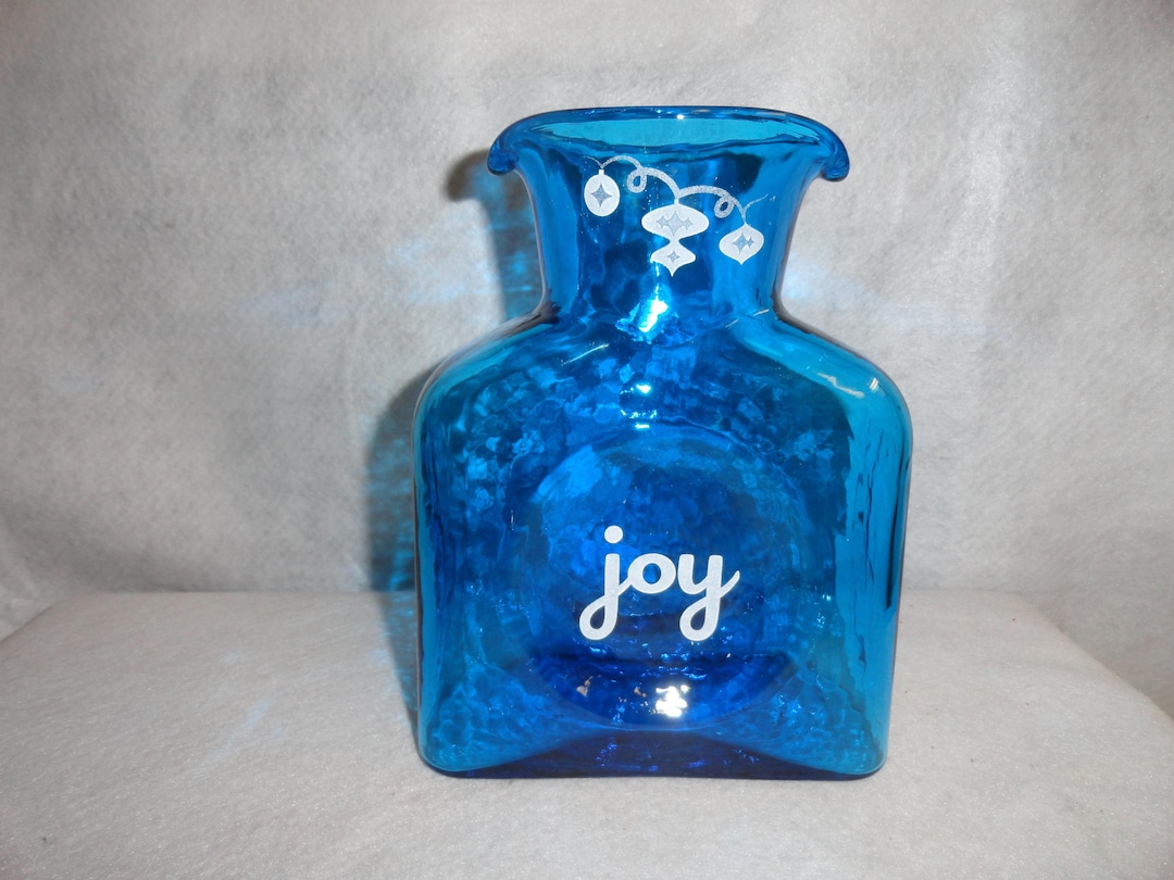 Blenko Christmas "joy" 384 Water Bottle Vase - New - Etsy