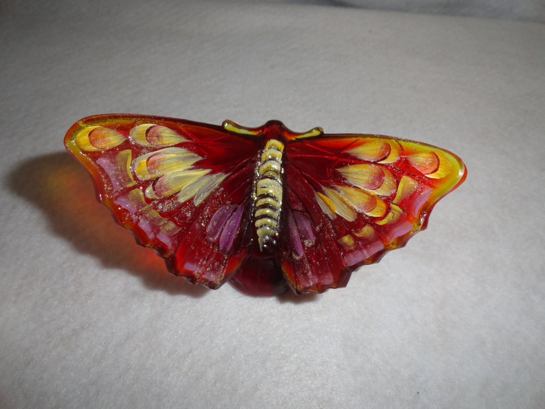 Fenton Hand Painted Butterfly Figurine - Etsy