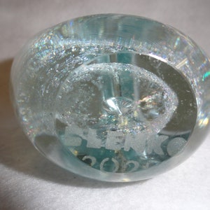 Blenko Heart Paperweight With Cased Glitter Ice Cube - New - Etsy