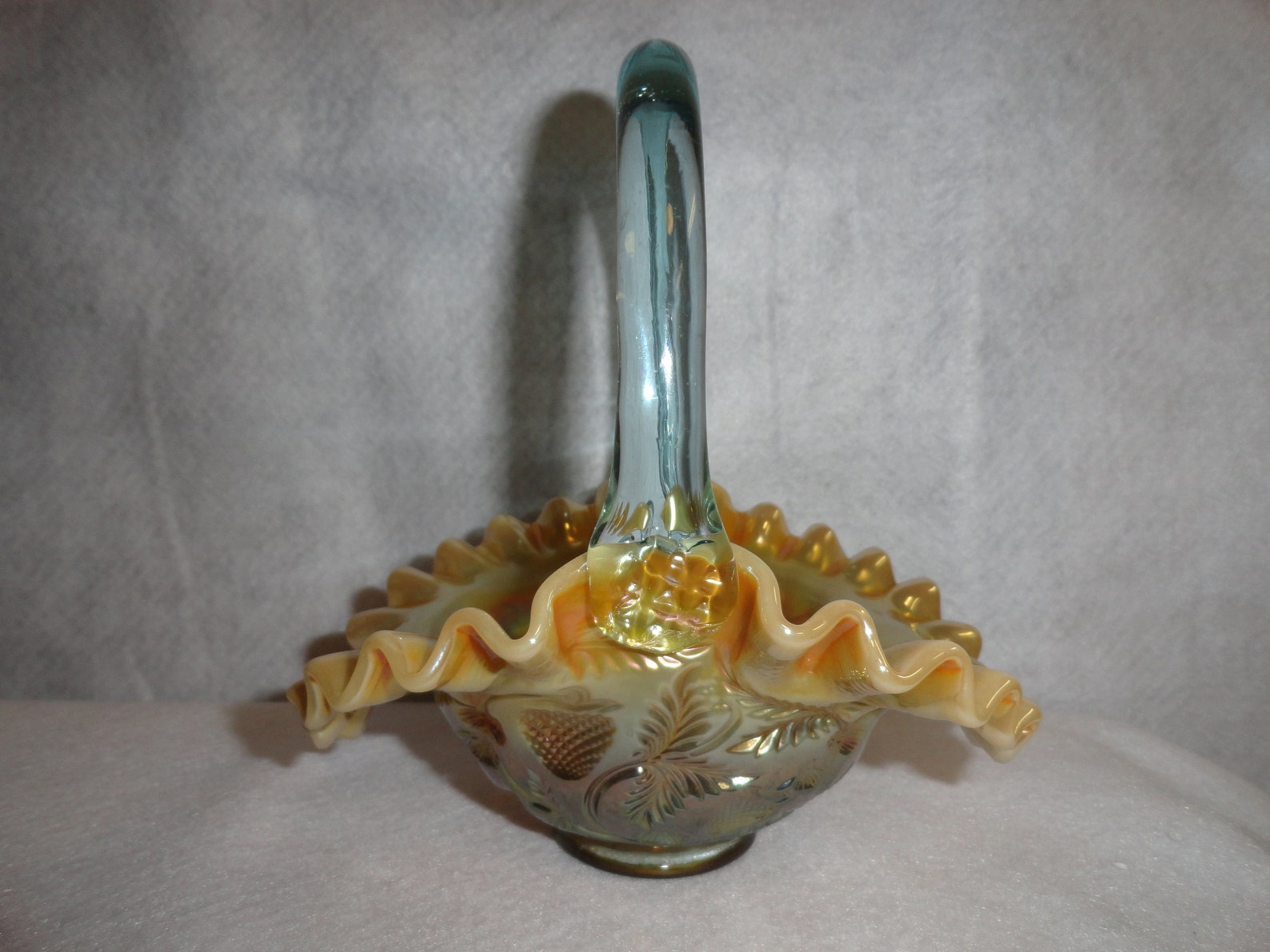 Fenton Aqua Opalescent Marigold Carnival Glass Inverted Strawberry ...