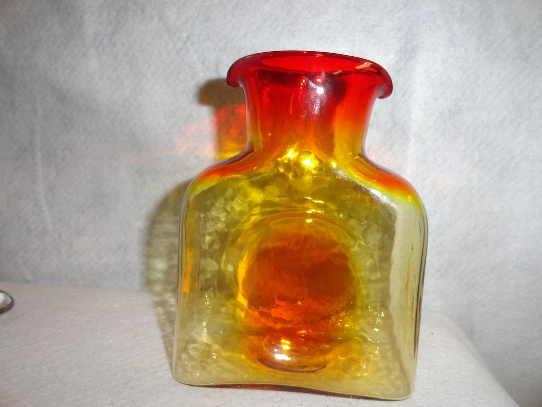 Blenko Tangerine Mini Water Bottle Vase - New - Etsy
