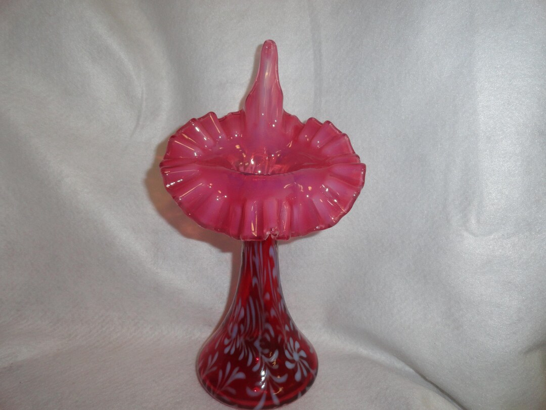 Fenton Cranberry Opalescent Daisy and Fern Jack in the Pulpit Large ...