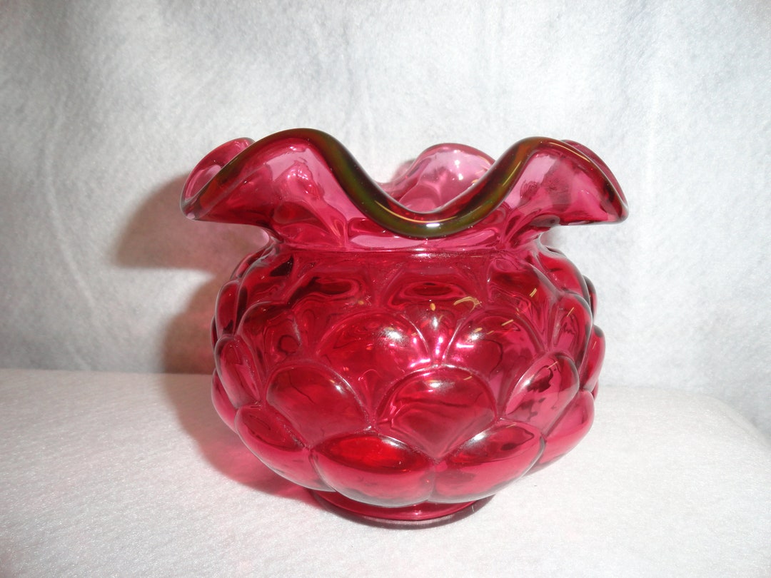 Fenton Cranberry Jacqueline Vase - Etsy