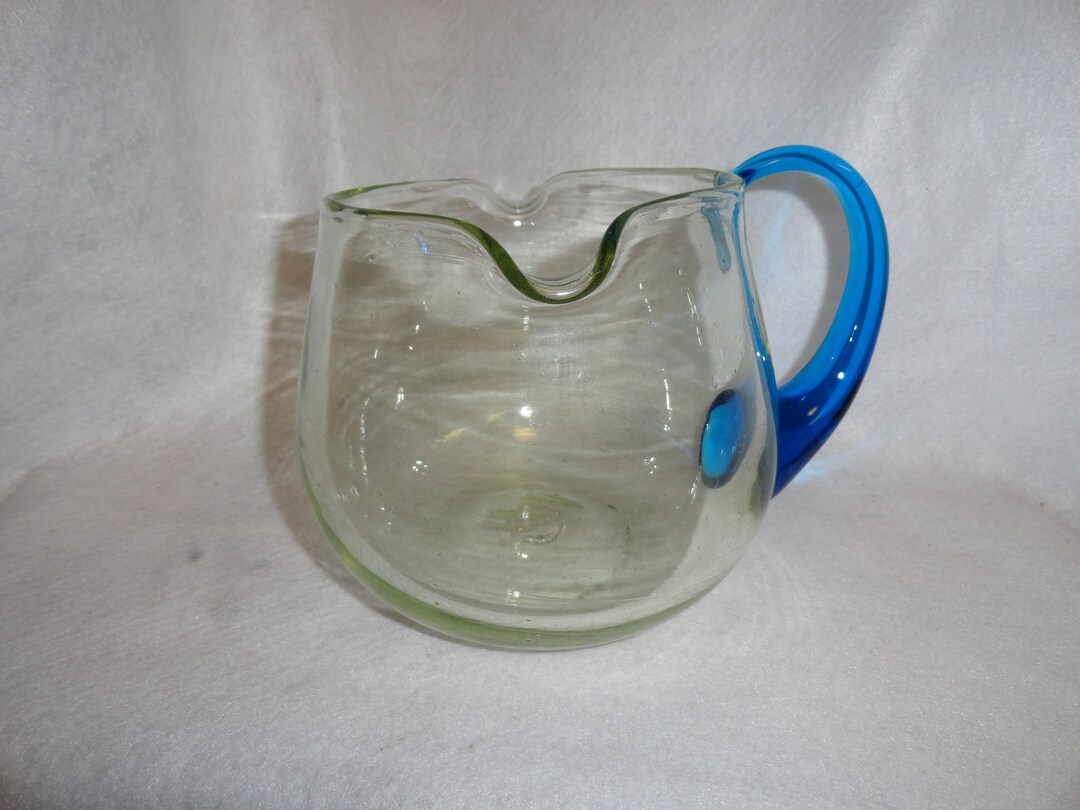 Vintage Blenko Double Spout Seeded Jug Pitcher - GLOWS! - Etsy