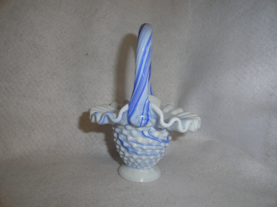 Vintage Fenton Almost Heaven Blue Slag Hobnail Art Glass Basket - Etsy