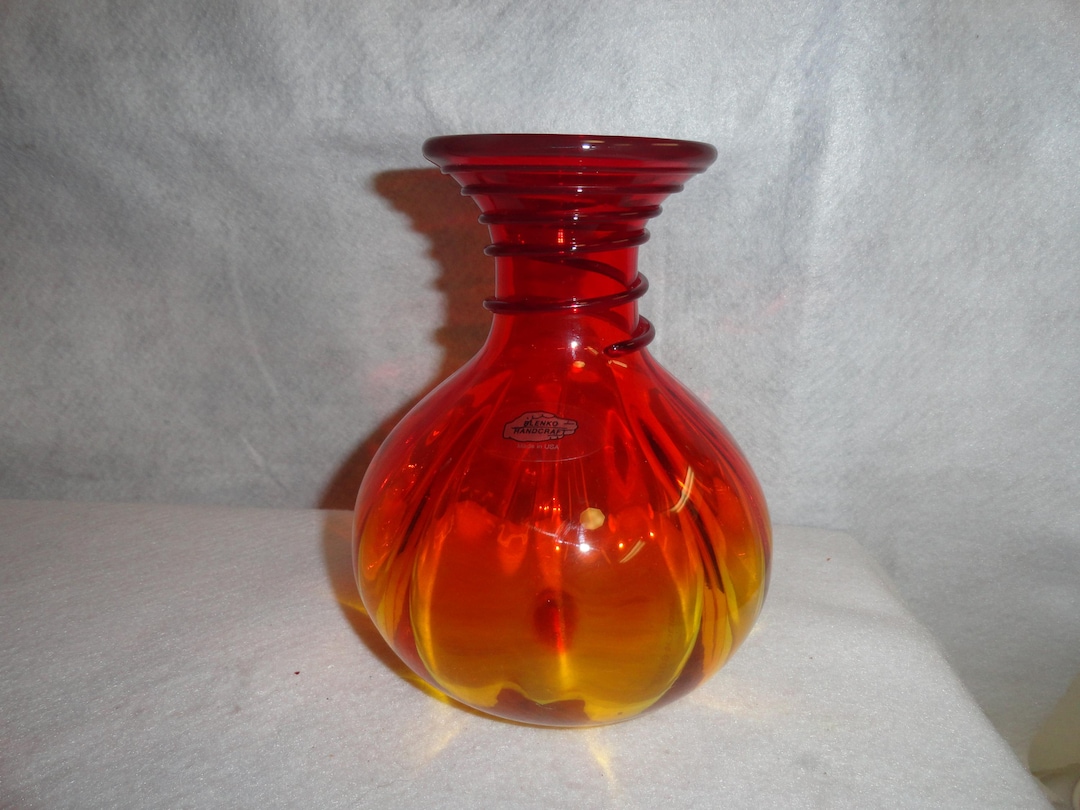 Blenko Limited Edition Tangerine Holiday Vase #13 of Only 20 Numbered ...