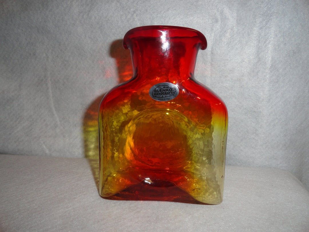 Blenko Tangerine Mini Water Bottle Vase New - Etsy