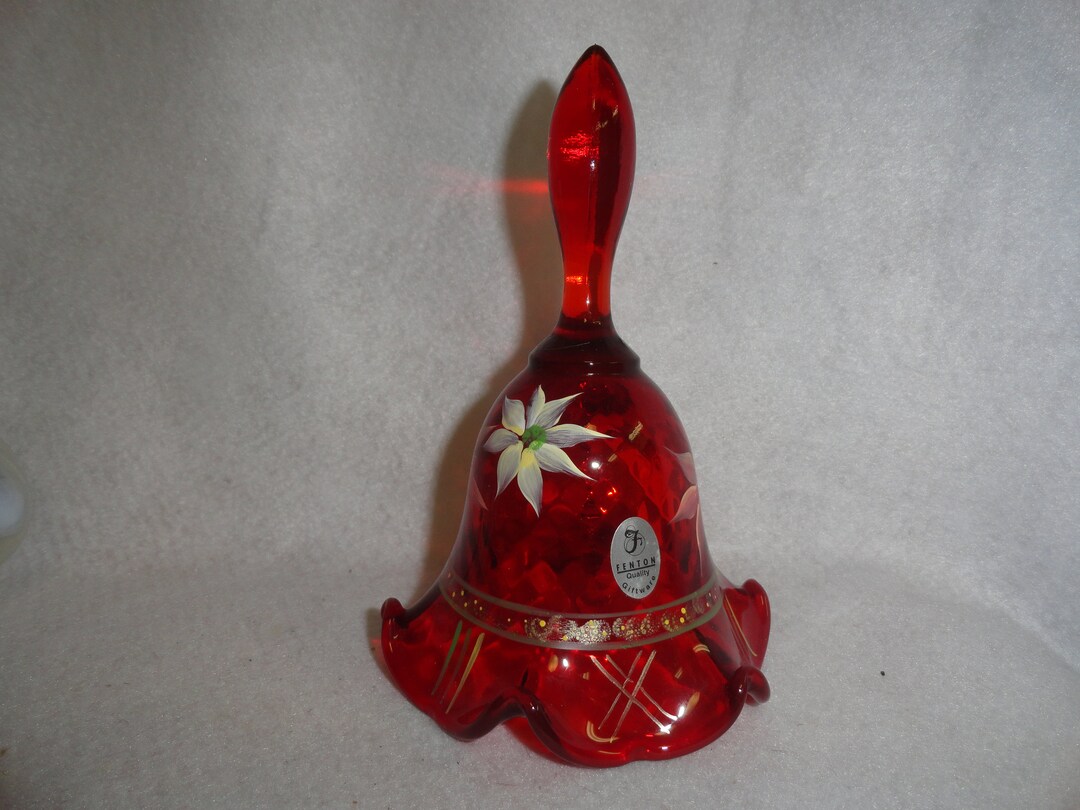 Fenton Hand Painted Ruby Bell From 2008 - Etsy