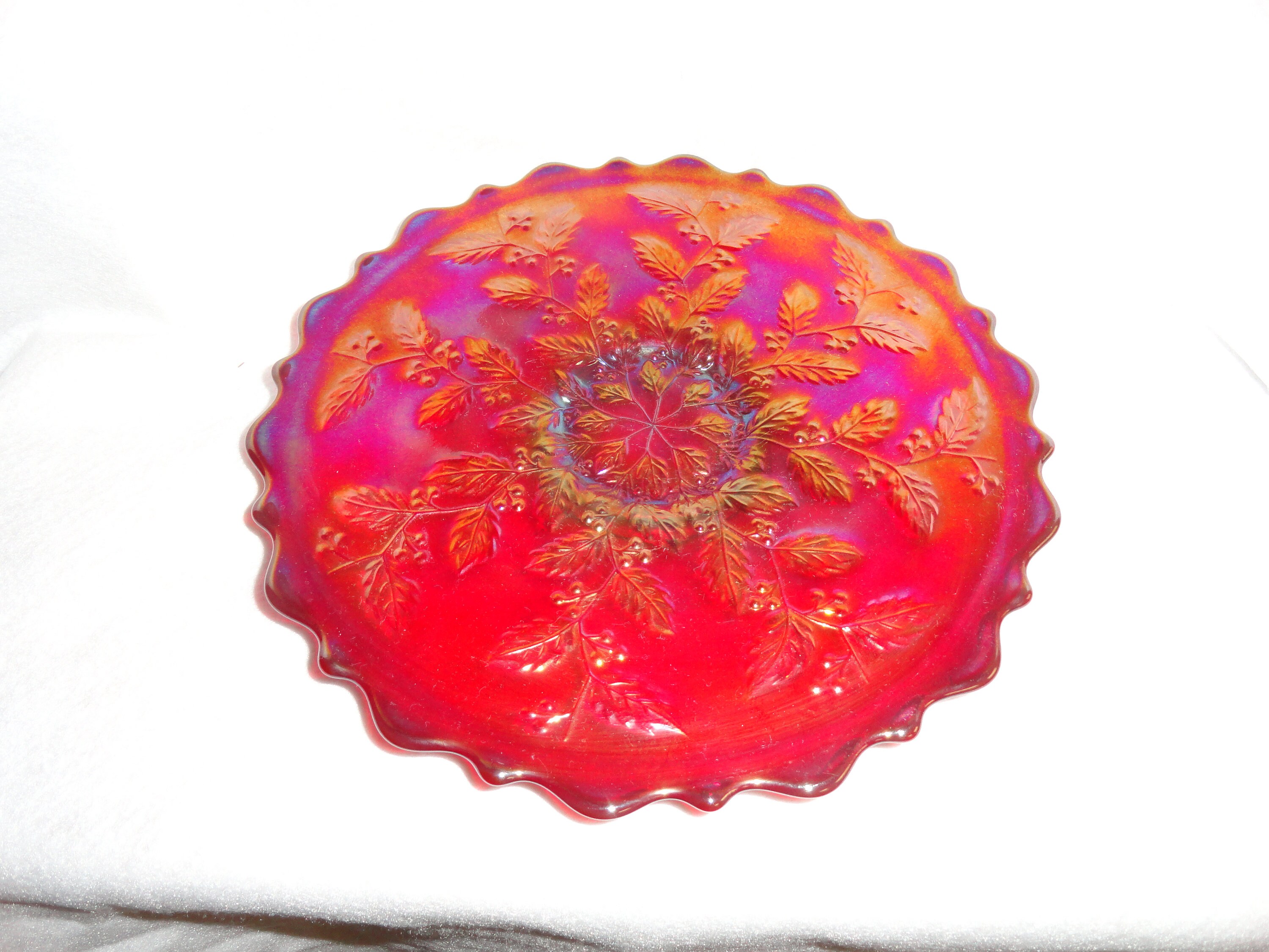 Fenton Holly Ruby Carnival Glass Limited Edition Plate Frank - Etsy