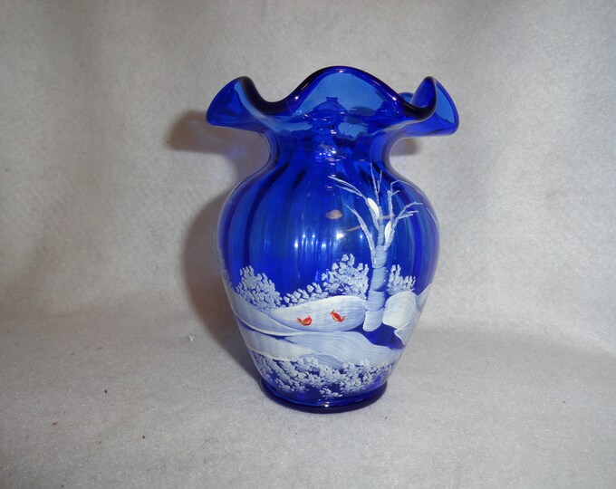 Fenton Hand Painted Canaan Valley Art Glass Vase - Etsy