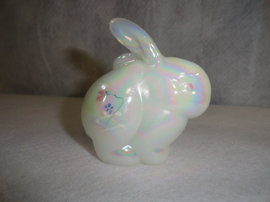 Fenton Hand Painted Pearly Bunny Rabbit Figurine - Etsy