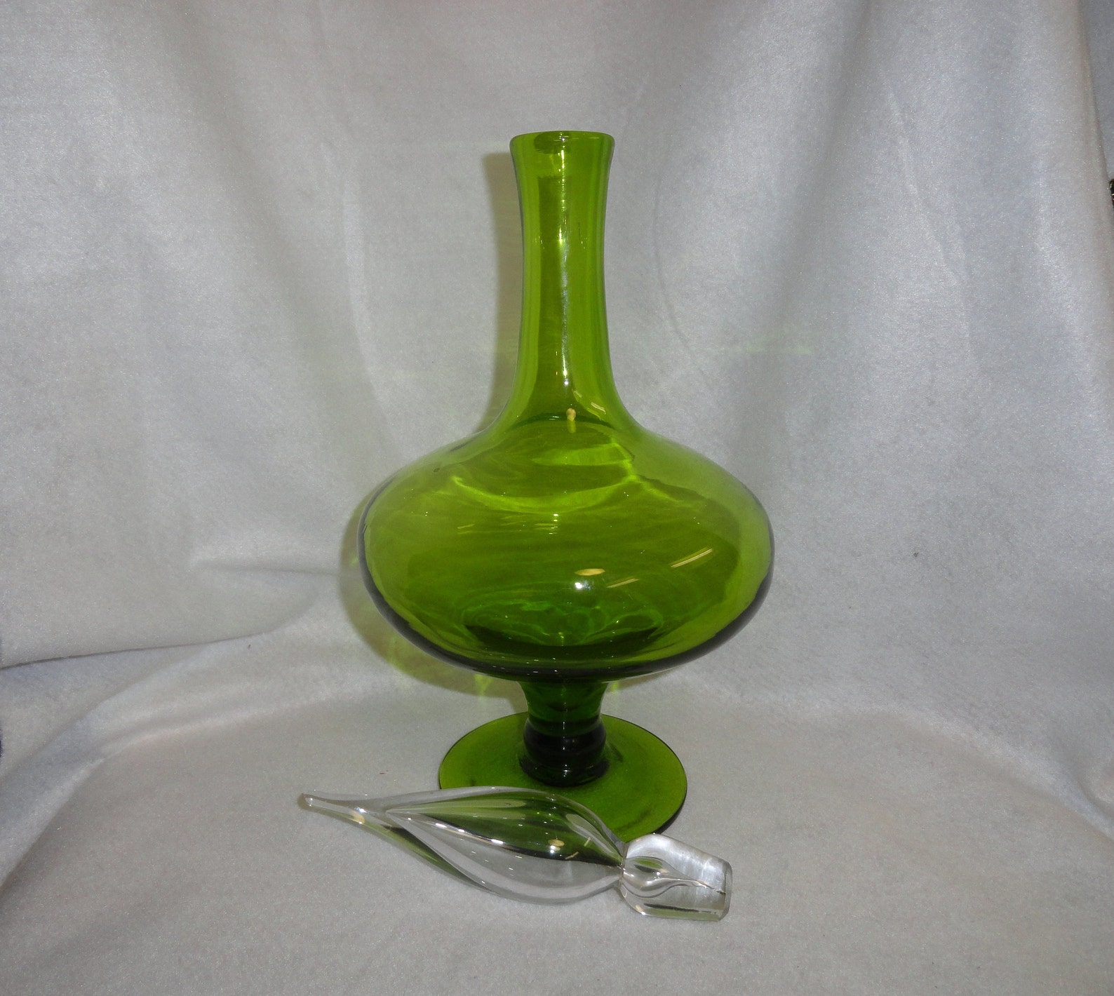 Vintage Blenko 6212 Olive Green Decanter With Stopper - Etsy