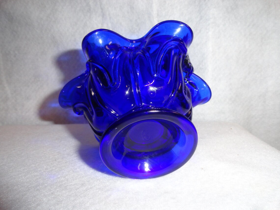 Fenton Cobalt Blue Lamb's Tongue Art Glass Basket - Etsy