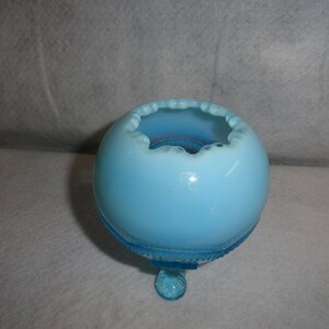 Vintage Model Flint Glass Wreath and Shell Blue Opalescent Footed Rose ...