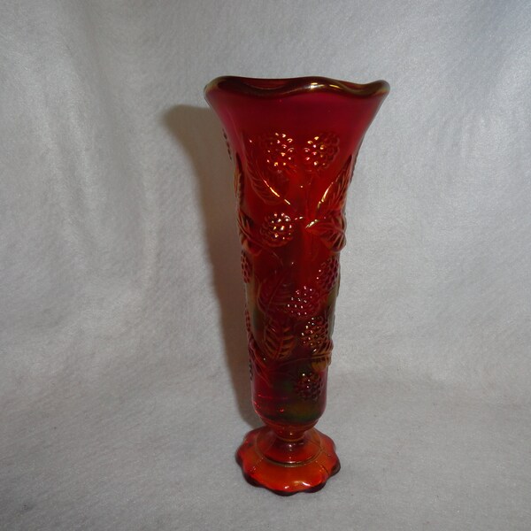 Carnival Glass Fenton Red Vase - Etsy