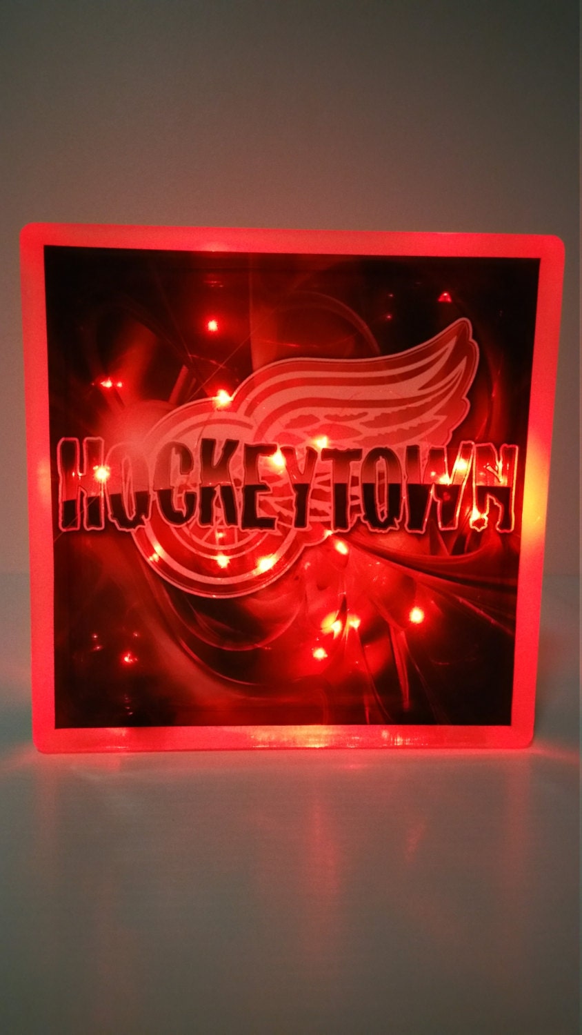 Detroit Red Wings Glass Block With Lights - Etsy