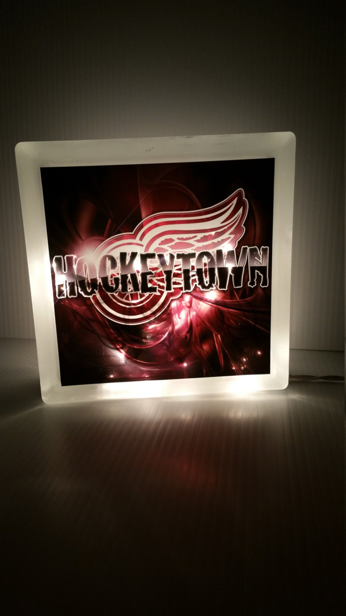 Detroit Red Wings Glass Block With Lights - Etsy