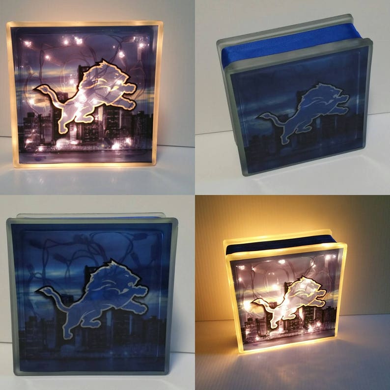 Detroit Lions Glass Block With Lights - Etsy