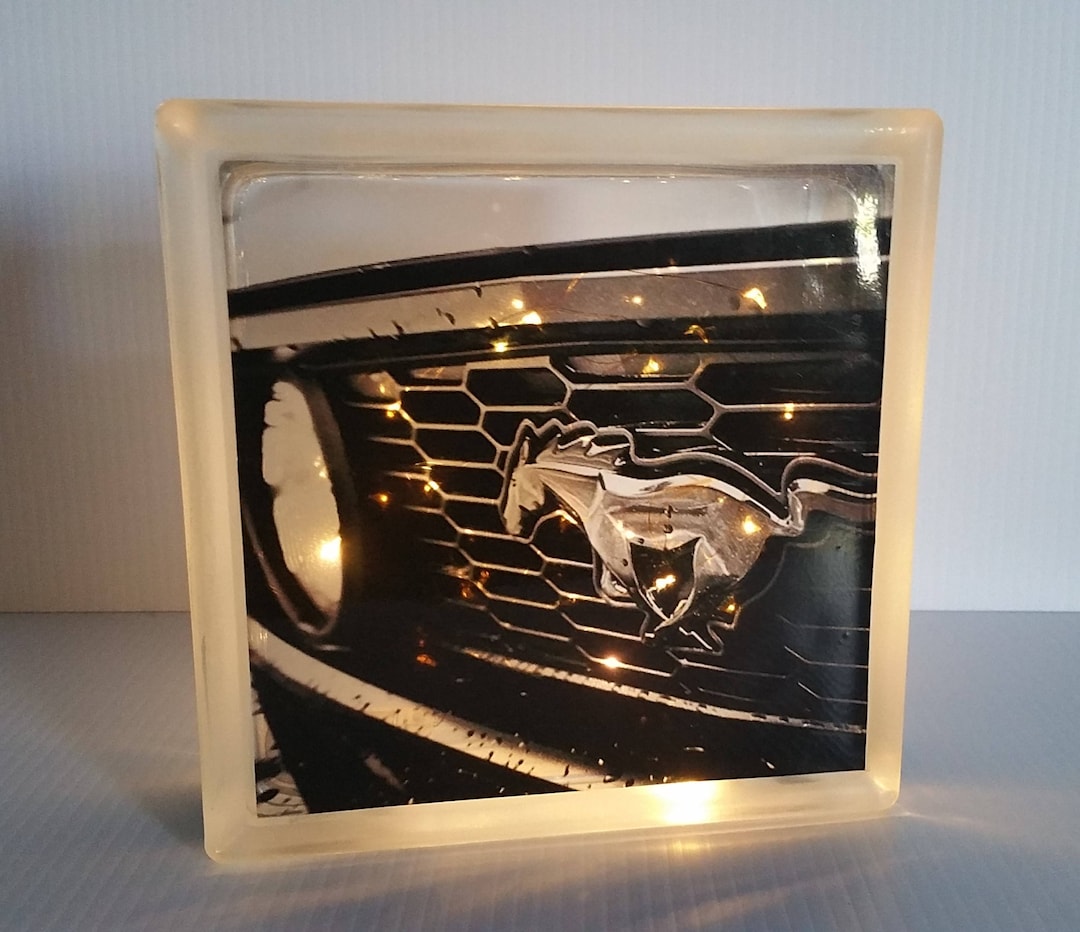 Mustang Glass Block With Lights - Etsy