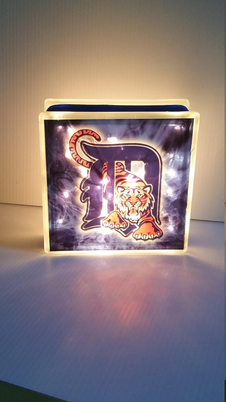 Detroit Tigers Glass Block With Lights - Etsy