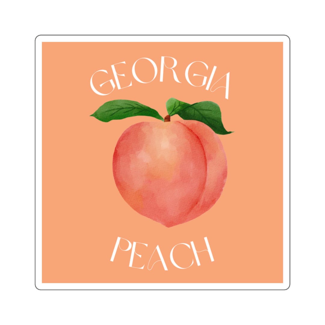 Georgia Peach Square Sticker - Fruit Laptop Decals, Water Bottle Labels ...