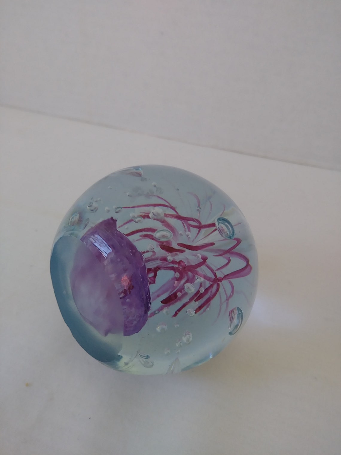 Vintage Red/purple Seaweed Art Glass Paperweight - Controlled Bubble ...