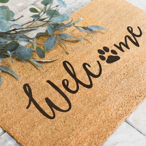 Welcome Paw Prints Doormat Dog Foot Print Pet Lover Welcome - Etsy