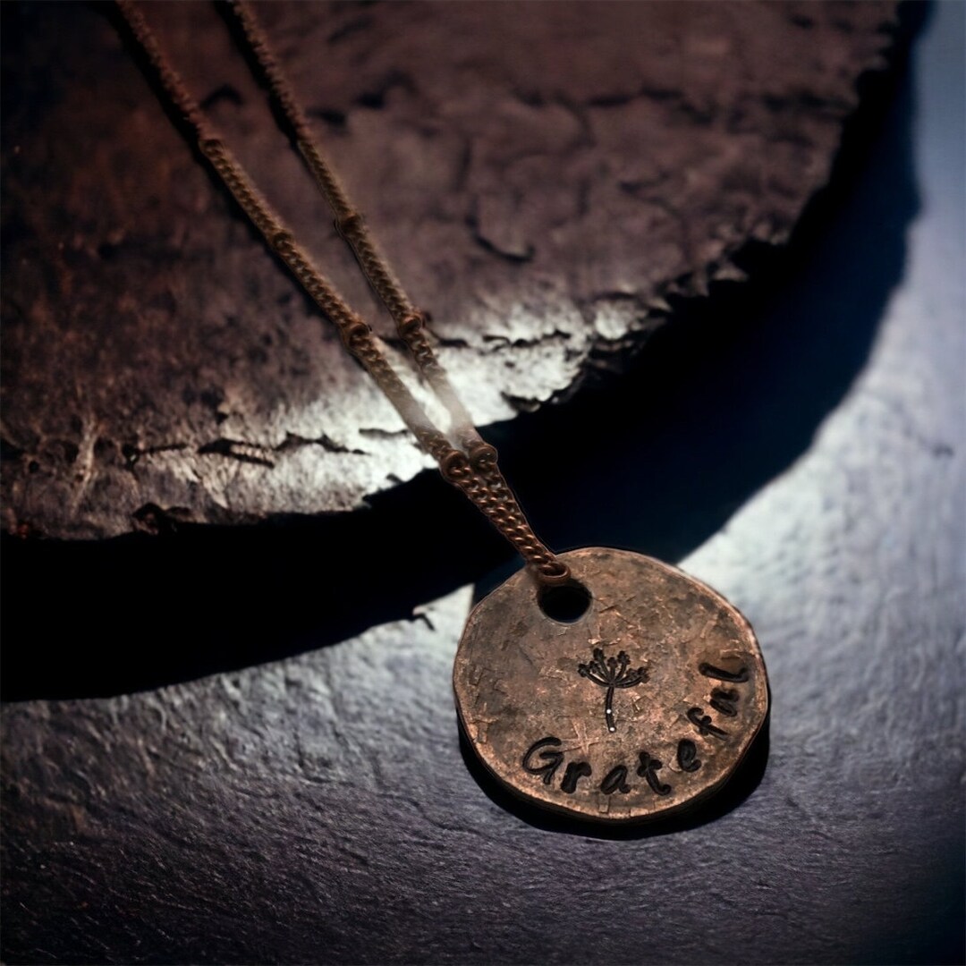 Gratitude Necklace Grateful Neckace Lucky Penny Necklace Hand Stamped ...