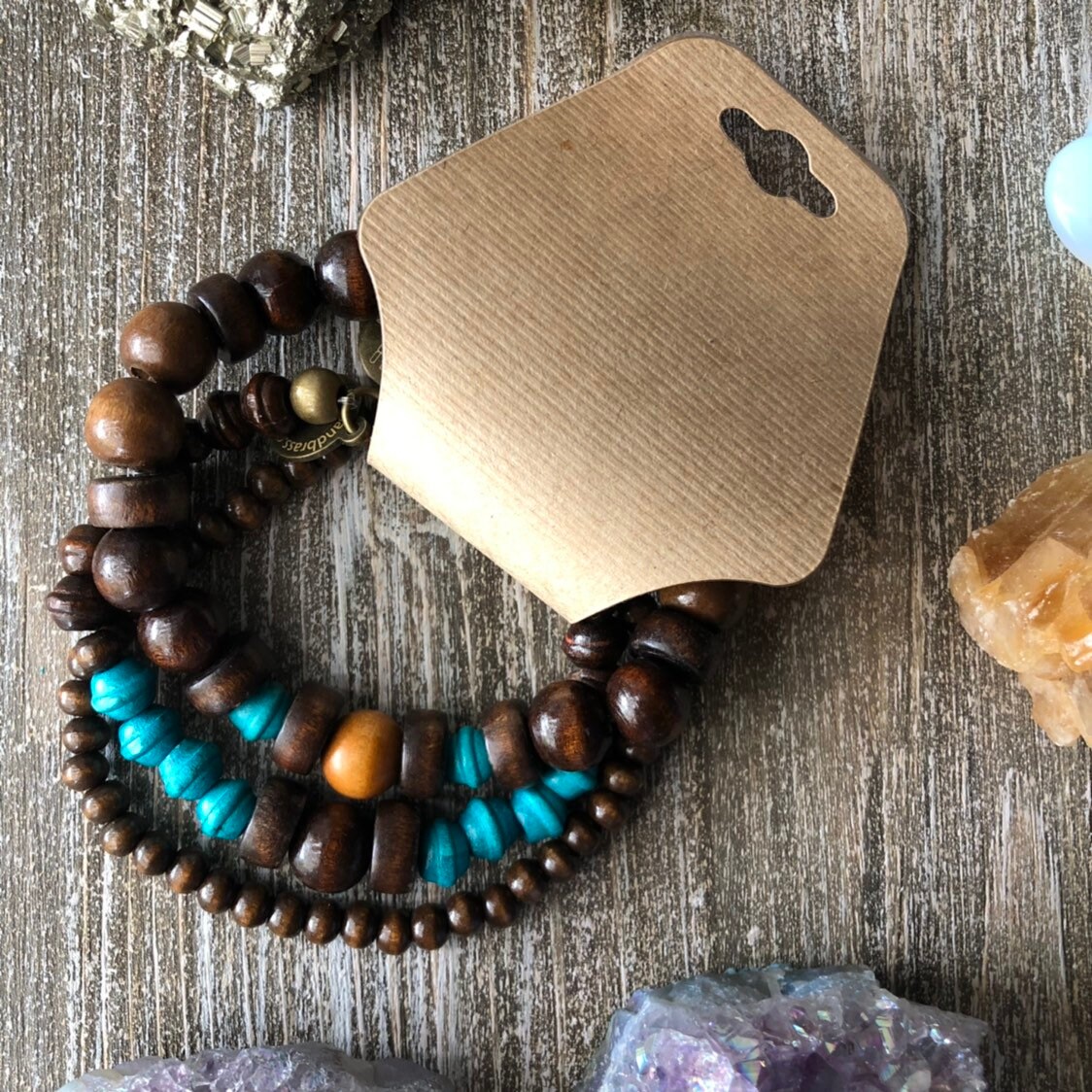 amethyst wood bracelet set • stretch bracelet • bracelet stack • wooden ...