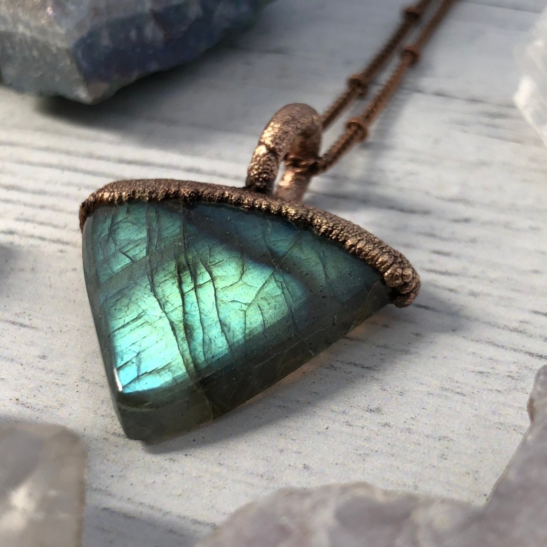 Labradorite Crystal Necklace » Electroformed Necklace » Copper