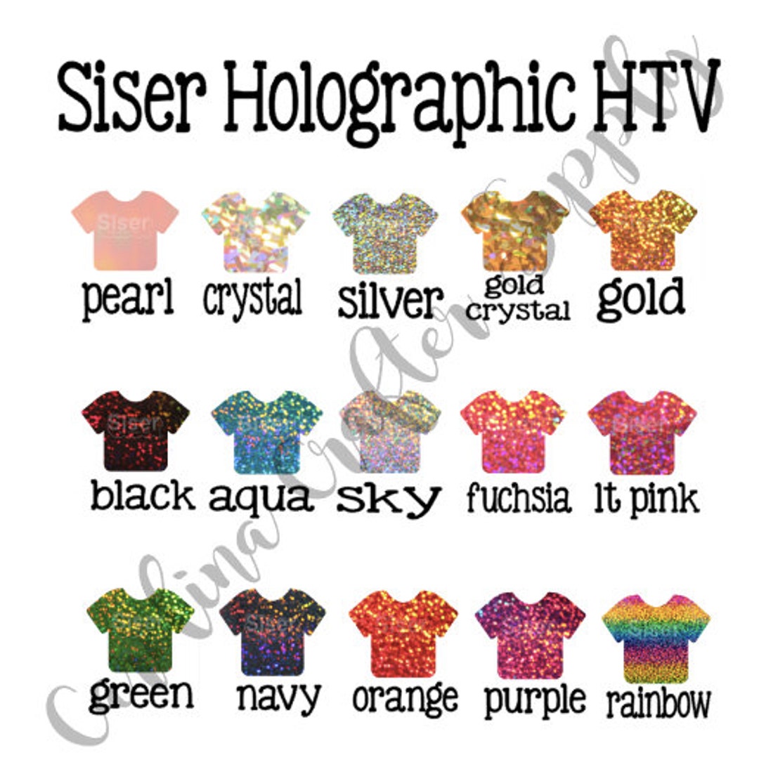 Siser Holographic HTV 12x19" Sheet Holo Heat Transfer Vinyl Tshirt ...