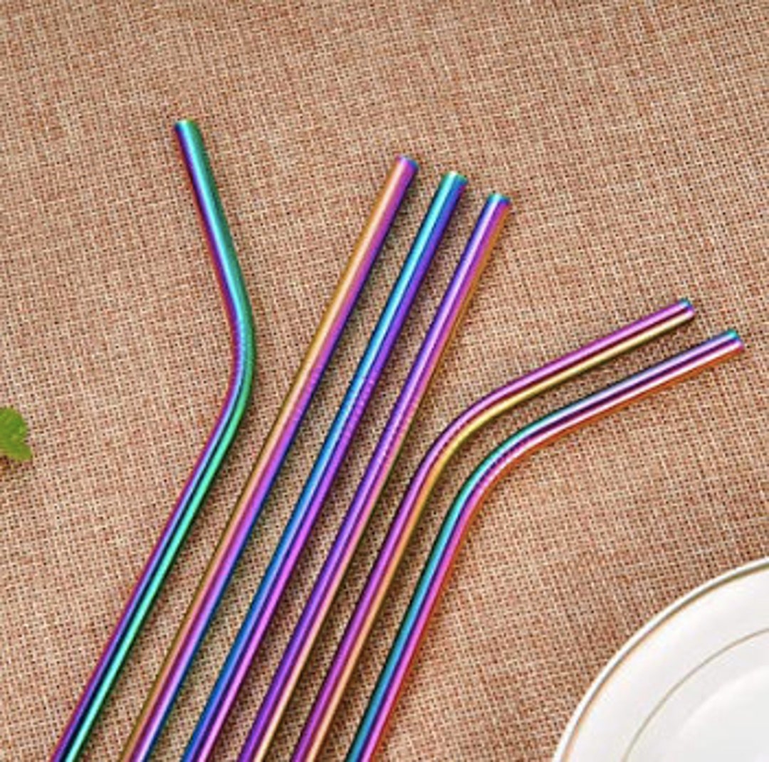 Reusable Straws Rainbow Stainless Steel Straw Rainbow Reusable Straw ...