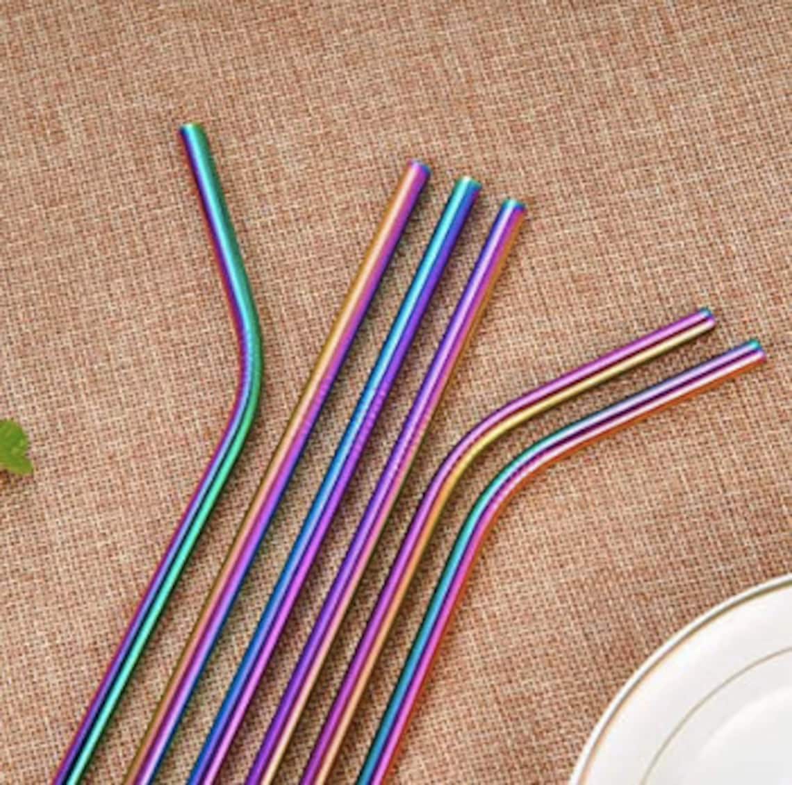 Reusable Straws Rainbow Stainless Steel Straw Rainbow Reusable - Etsy