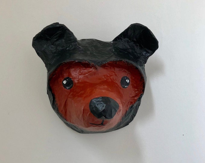Paper Mache Bear Sculpture Portrait, Paper Mache Animal Head, Bear ...