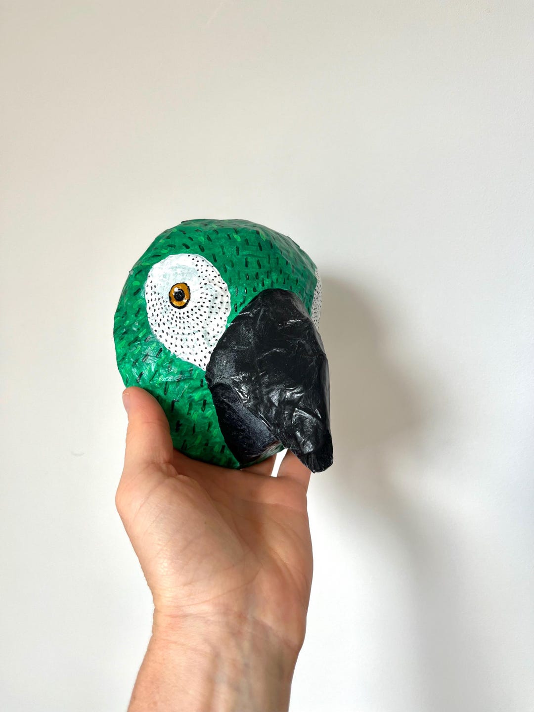 Green Parrot Paper Mache Wall Decor, Bird Inspired Wall Hanging Artwork ...