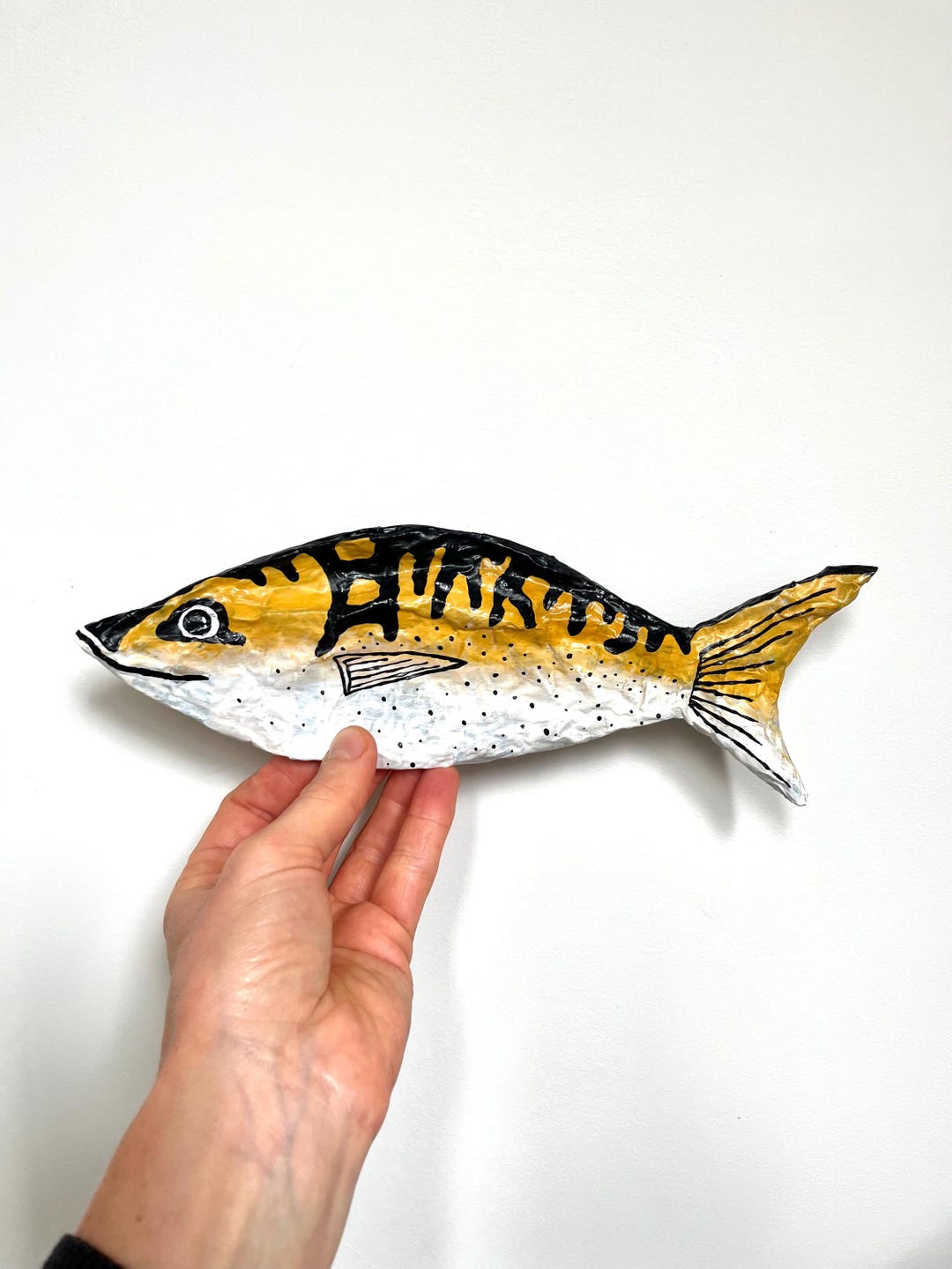 Paper Mache Mackerel Fish Artwork, Fish Wall Sculpture, Fish Art, Fun ...