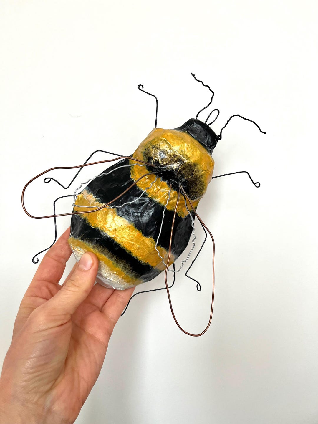 Bumble Bee Art, Paper Mache Bee Sculpture Wall Art, Bee Artwork, Insect ...