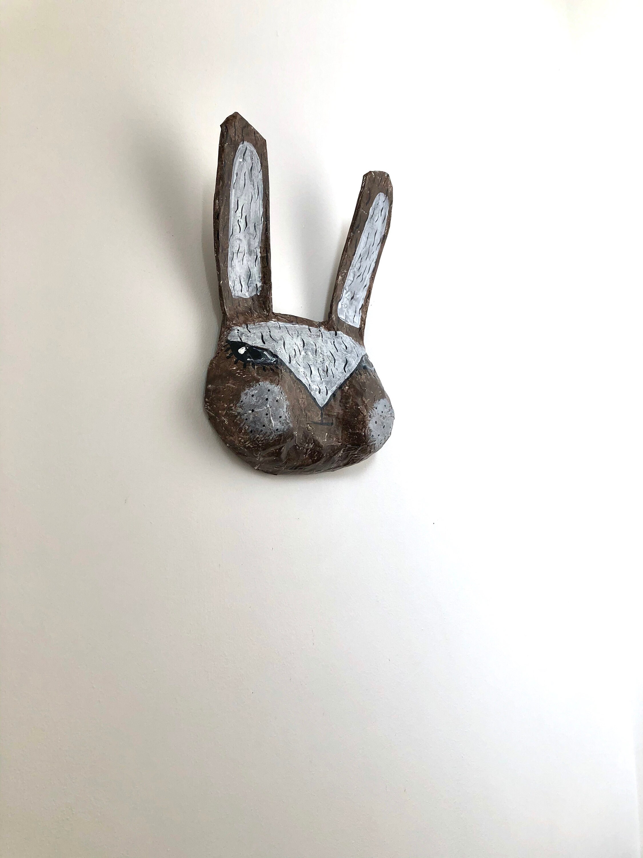 Paper Mache Rabbit Sculpture Bunny Wall Decor Original | Etsy
