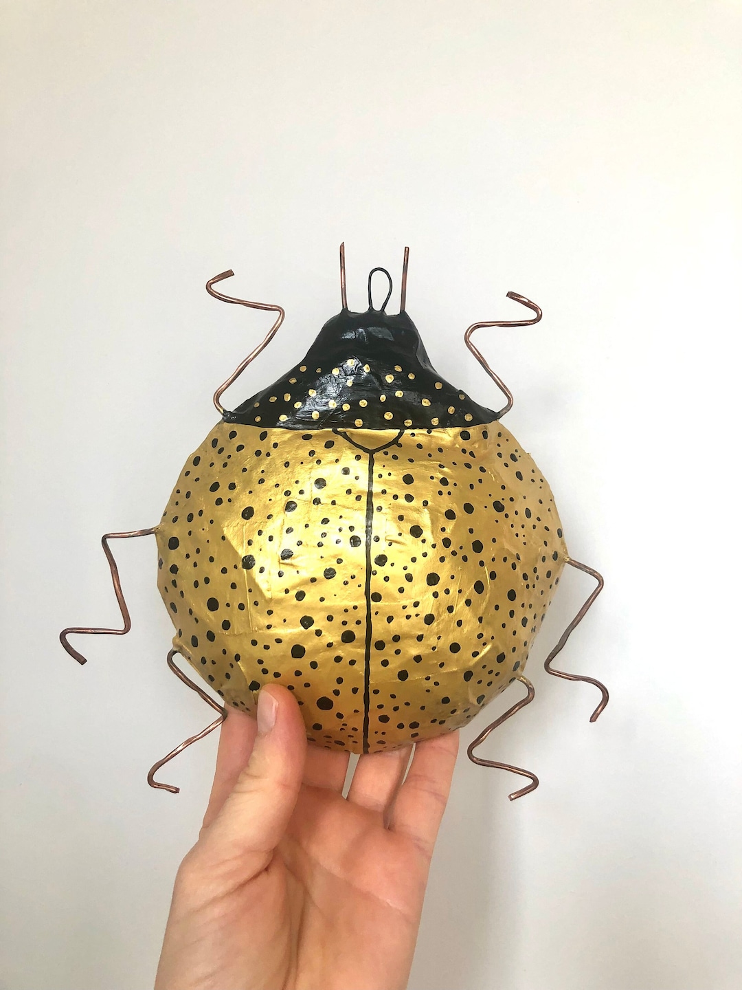Golden Ladybird Sculpture, Paper Mache Ladybird Art, Insect Art, Lady ...