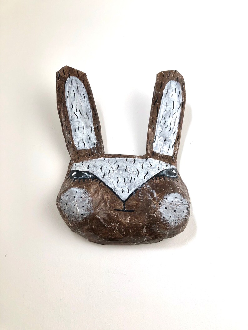 Paper Mache Rabbit Sculpture Bunny Wall Decor Original - Etsy UK
