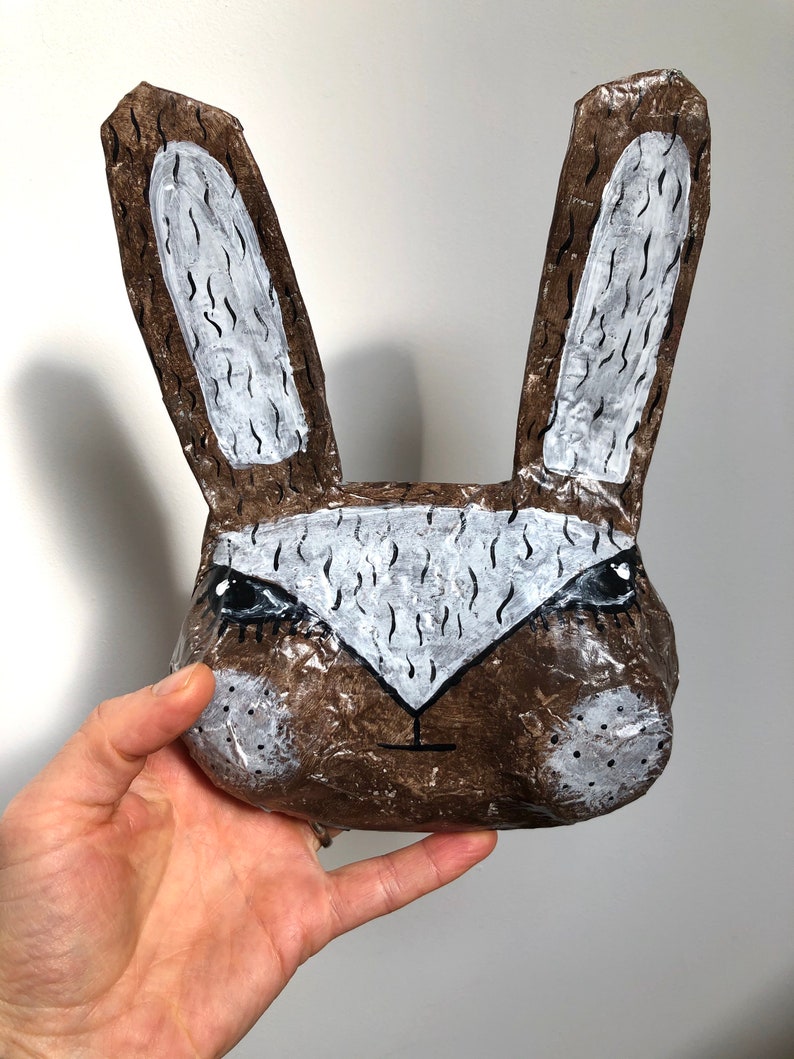 Paper Mache Rabbit Sculpture Bunny Wall Decor Original - Etsy UK